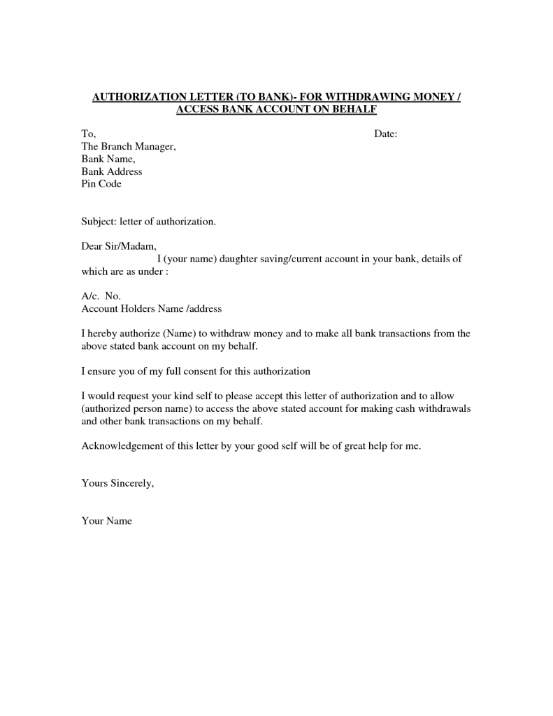 Sample Of Authorization Letter Template To Claim Money Sample Of Authorization Letter Template To Claim Money