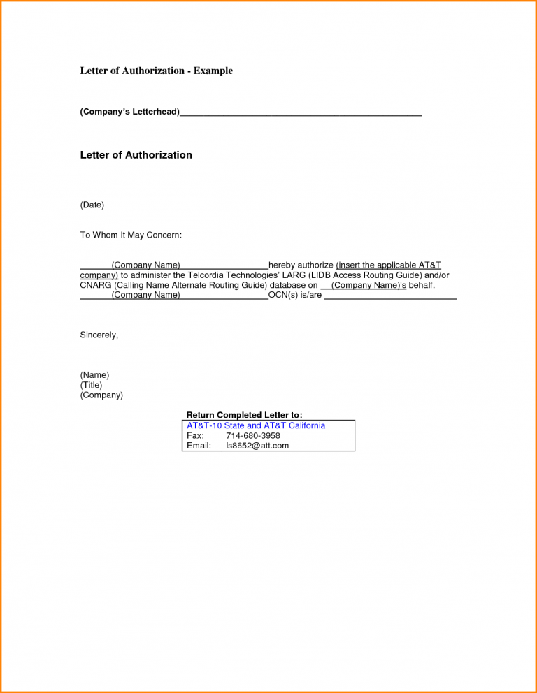 Letter Of Authorization Template For Bank