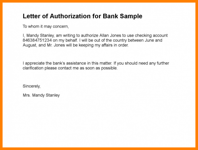 4+ Bank Authorization Letter Sample With Example